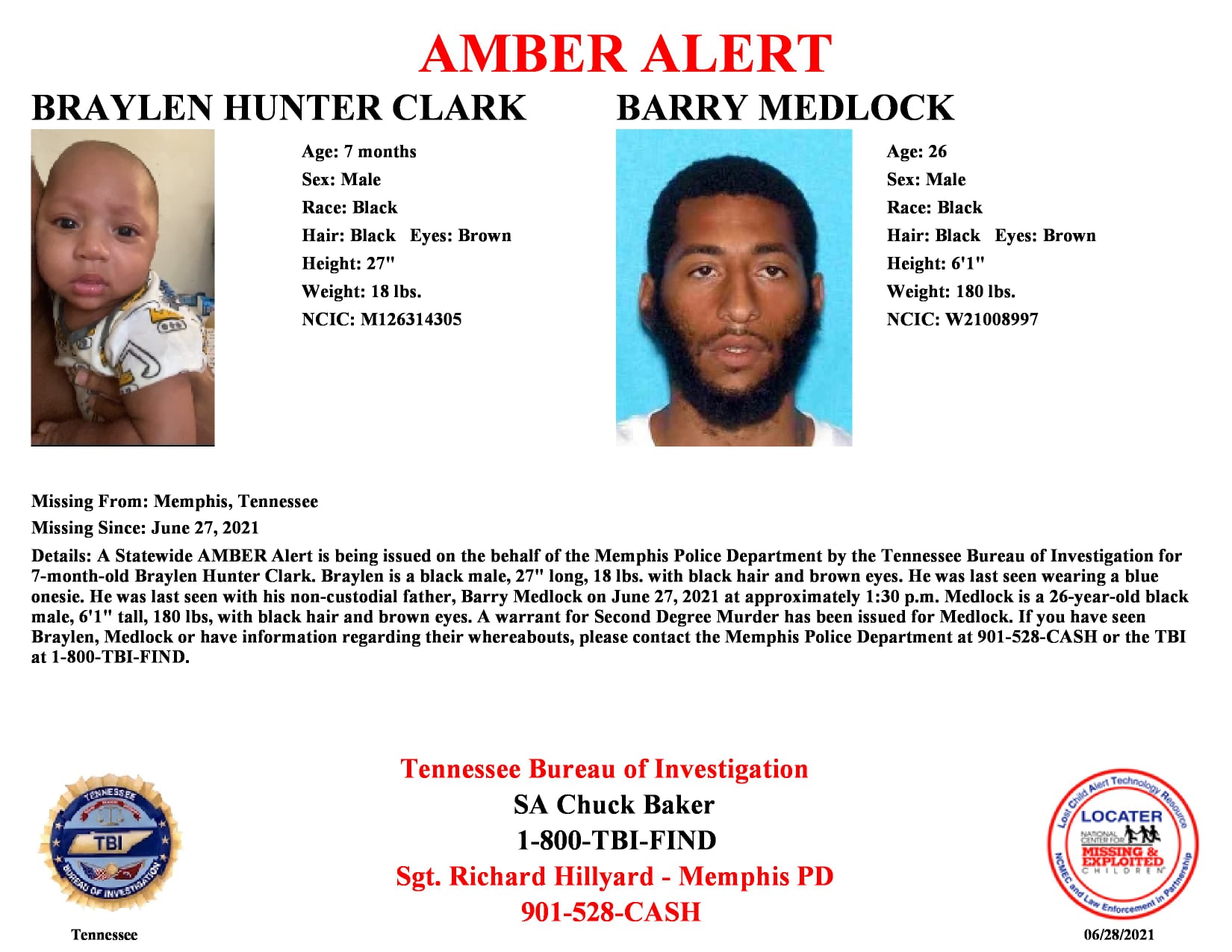 AMBER ALERT ISSUED FOR 7-MONTH-OLD FROM MEMPHIS, HIS FATHER WANTED ON ...